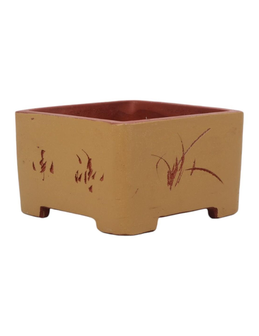 Square Bonsai Pot 19.5*12 cm with Designs Without Glaze – Yixing